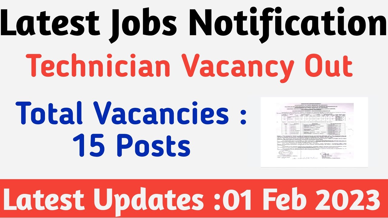 Latest Jobs Notification Out || Technician Vacancies Out || 2 Feb 2023 ...