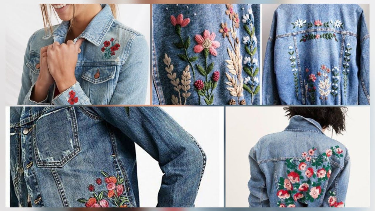 Embroidery work on denim jacket || denim jacket with an embroidery ...