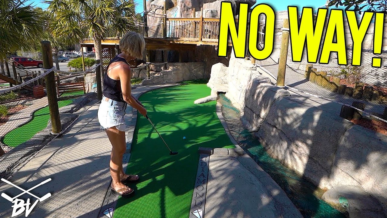SHE HAS NEVER DONE THIS AT A MINI GOLF COURSE BEFORE! - INSANE HOLE IN ...