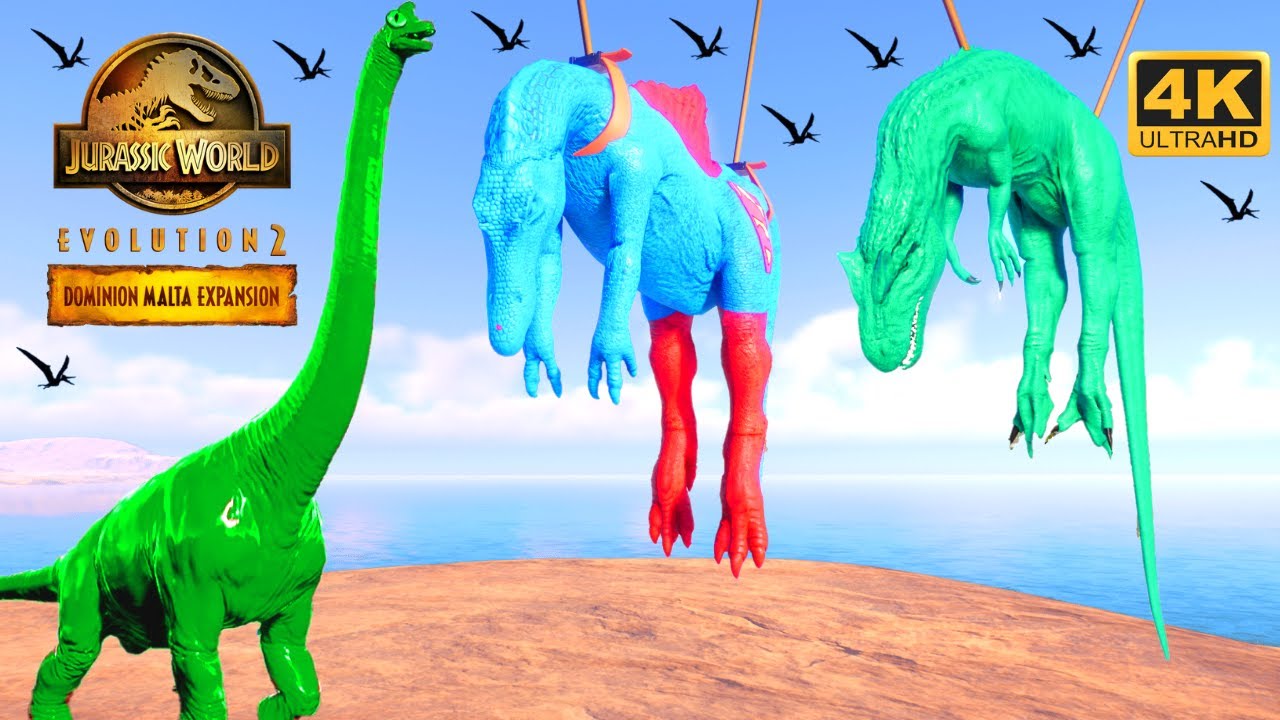 Superman Spinosaurus, Brachiosaurus, T-Rex, Green Allosaurus dinosaurs ...