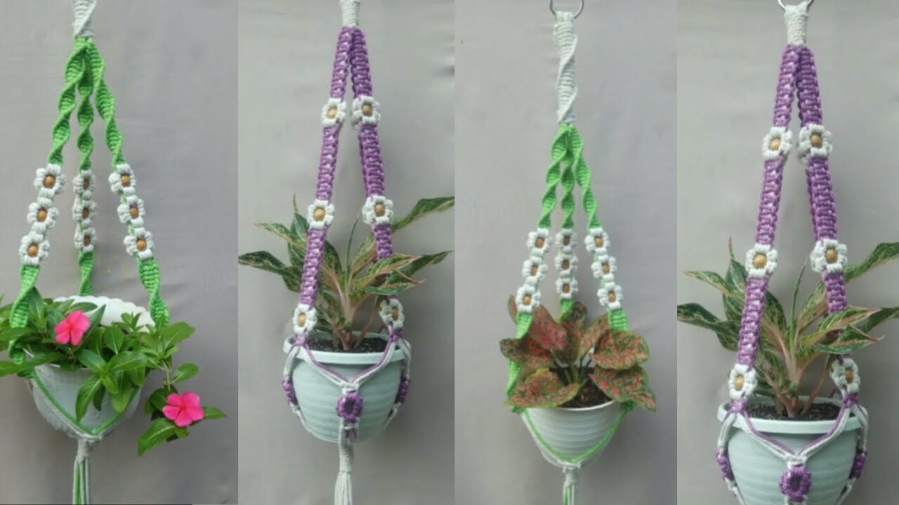 DIY | 2 Macrame Plant Hanger With Floral | Tutorial | Easy Macrame ...