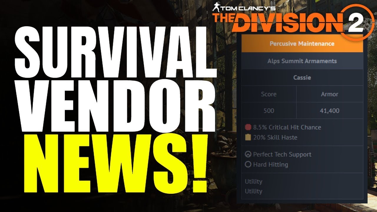 The Division 2 NEWS! SURVIVAL CONFIRMED NOT COMING, VENDOR RESET ...