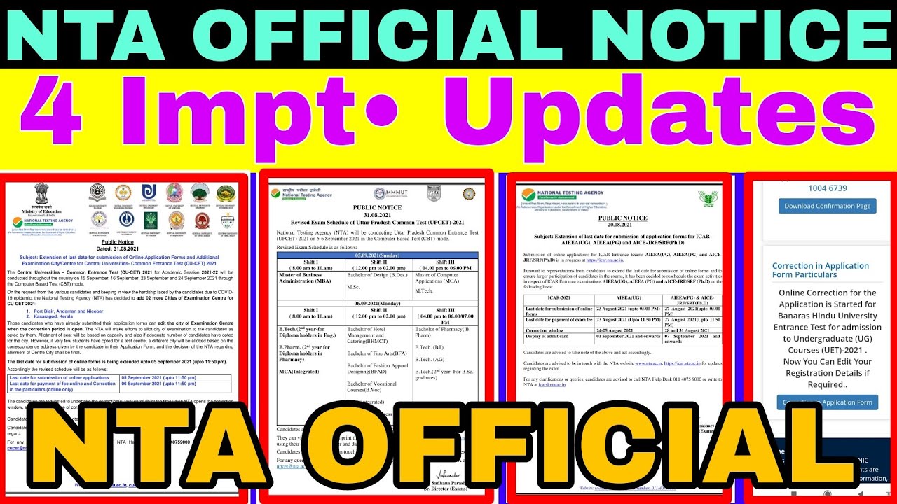 NTA OFFICIAL 4 IMPORTANT NOTIFICATION 🔥🔥🔥 - YouTube