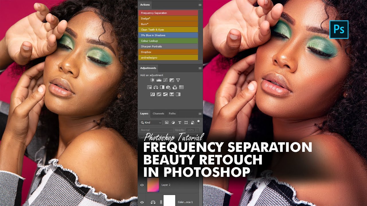 Photoshop Tutorial - Frequency Separation Beauty Retouch - YouTube