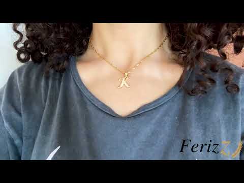 FerizZ Altın Kaplama Zirkon Taşlı K Harfi Kolye KLY-287