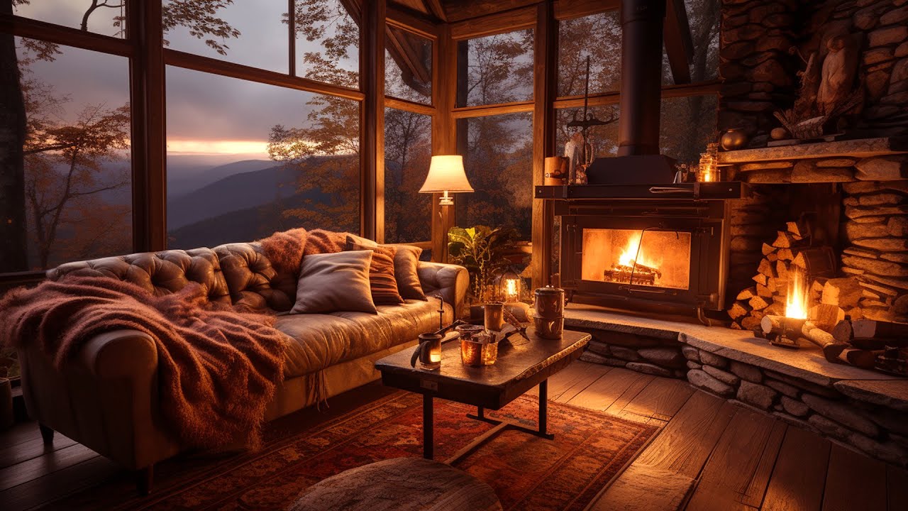 Cozy Treehouse - Indoor Rain Sounds, Heavy Wind & Crackling Fireplace ...