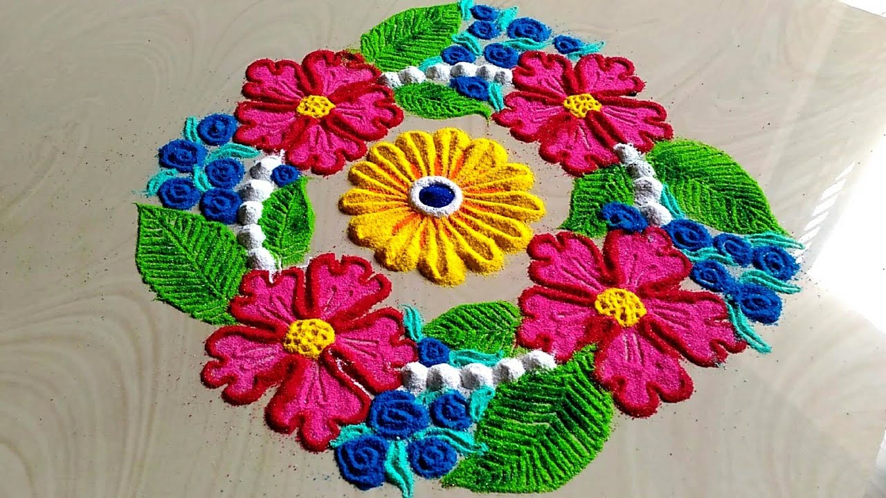 Rangoli designs easy | flowers rangoli design | rangoli by jyoti Rathod ...