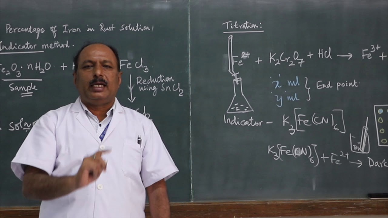 DETERMINATION OF PERCENTAGE OF IRON IN A GIVEN RUST SOLUTION BY EXTERNAL INDICATOR METHOD - YouTube