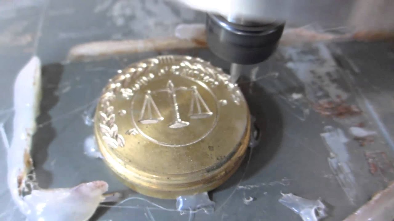 cnc engraving machine for copper medal - YouTube