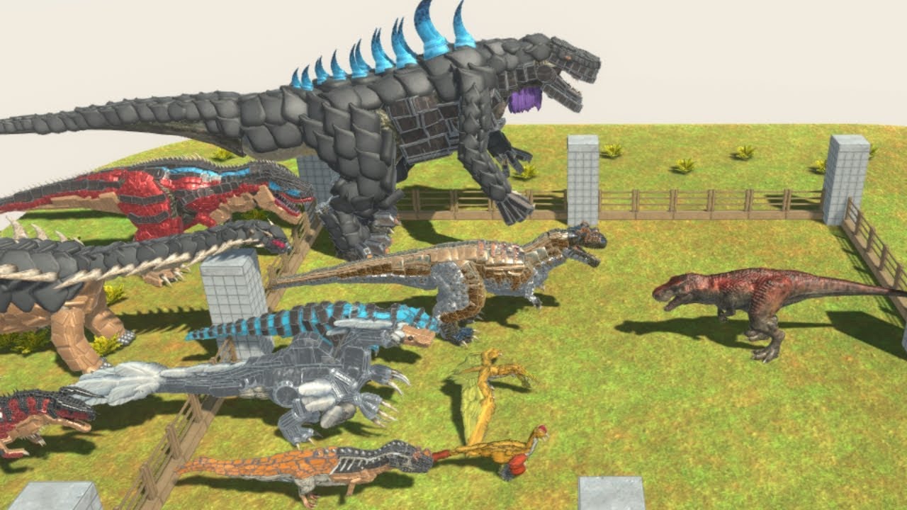 T-Rex vs 30 Workshop Dinosaurs ARBS Animal Revolt Battle Simulator ...