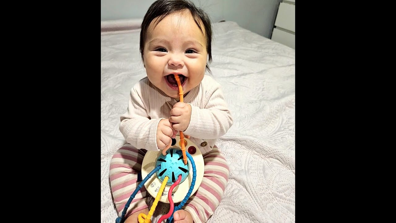 LiKee Sensory String Baby Silicone Teething Toy Review - YouTube