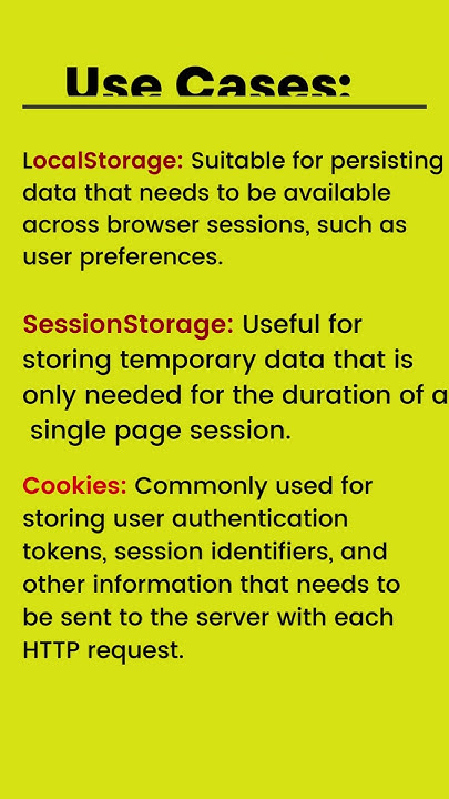 Understanding Web Storage: localStorage, sessionStorage, and Cookies #code #tutorial #javascript ...