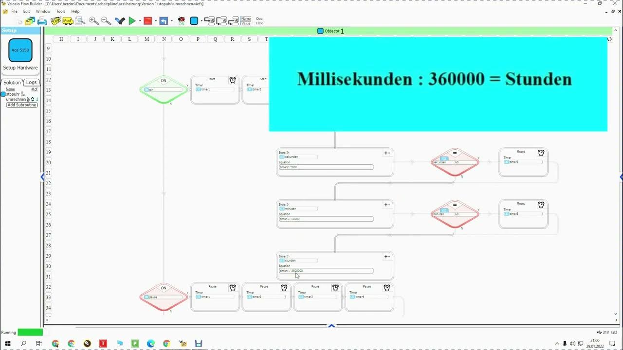 SPS Stoppuhr mit Minuten Sekunden und Tausendstel auf einem HMI ...