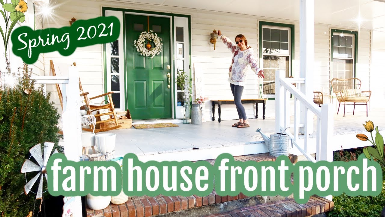 SPRING FARMHOUSE FRONT PORCH - EASTER FARM HOUSE FRONT PORCH DECOR ...