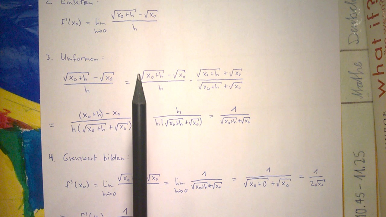 Wurzelfunktion ableiten mit der h-Methode - YouTube
