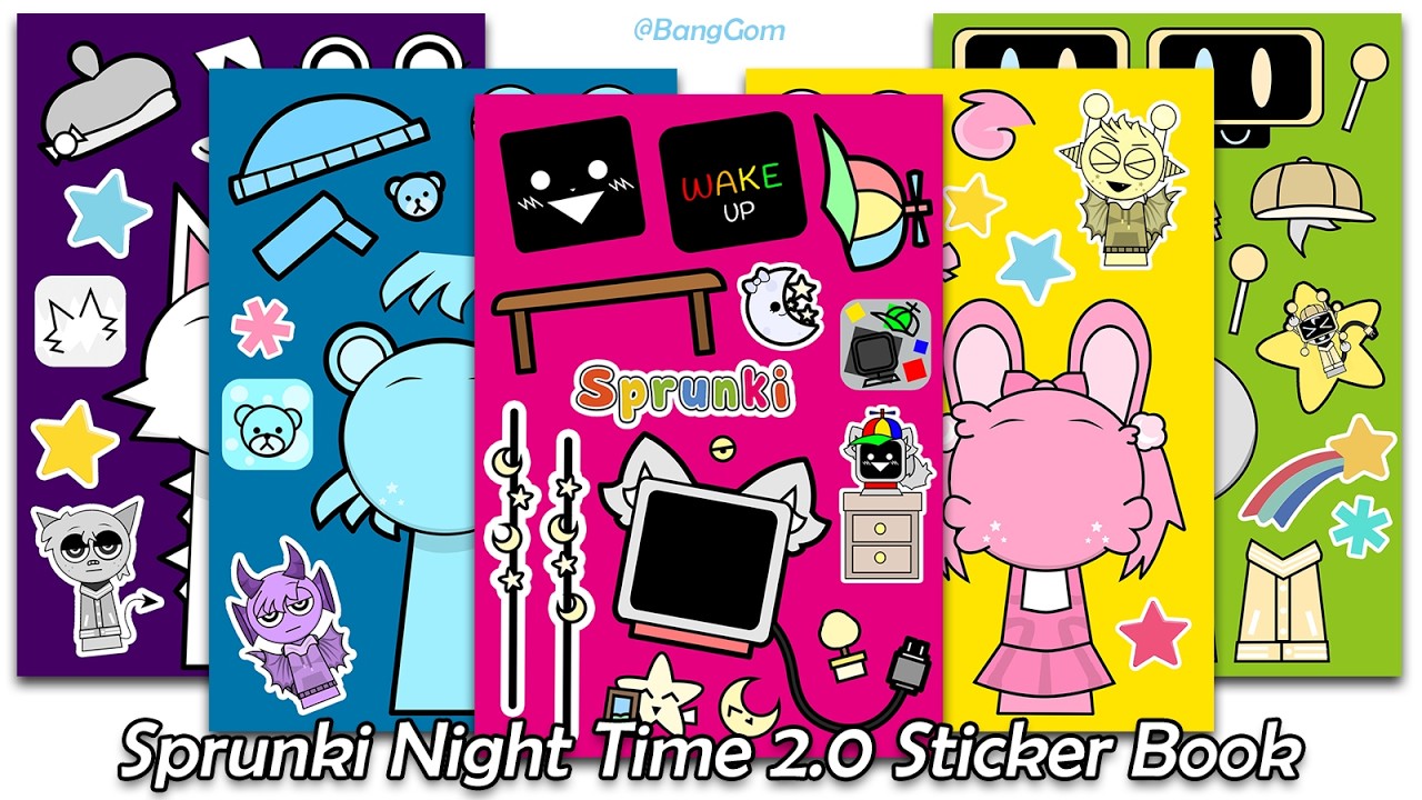 Sprunki Night Time 2.0 Sticker Book 🌙 스프런키 나이트타임 2.0 스티커북 - YouTube