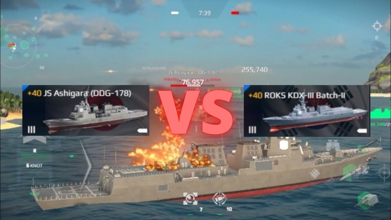 JS Ashigara (DDG-178) vs ROKS KDX-III Batch-II Modern Warship - YouTube