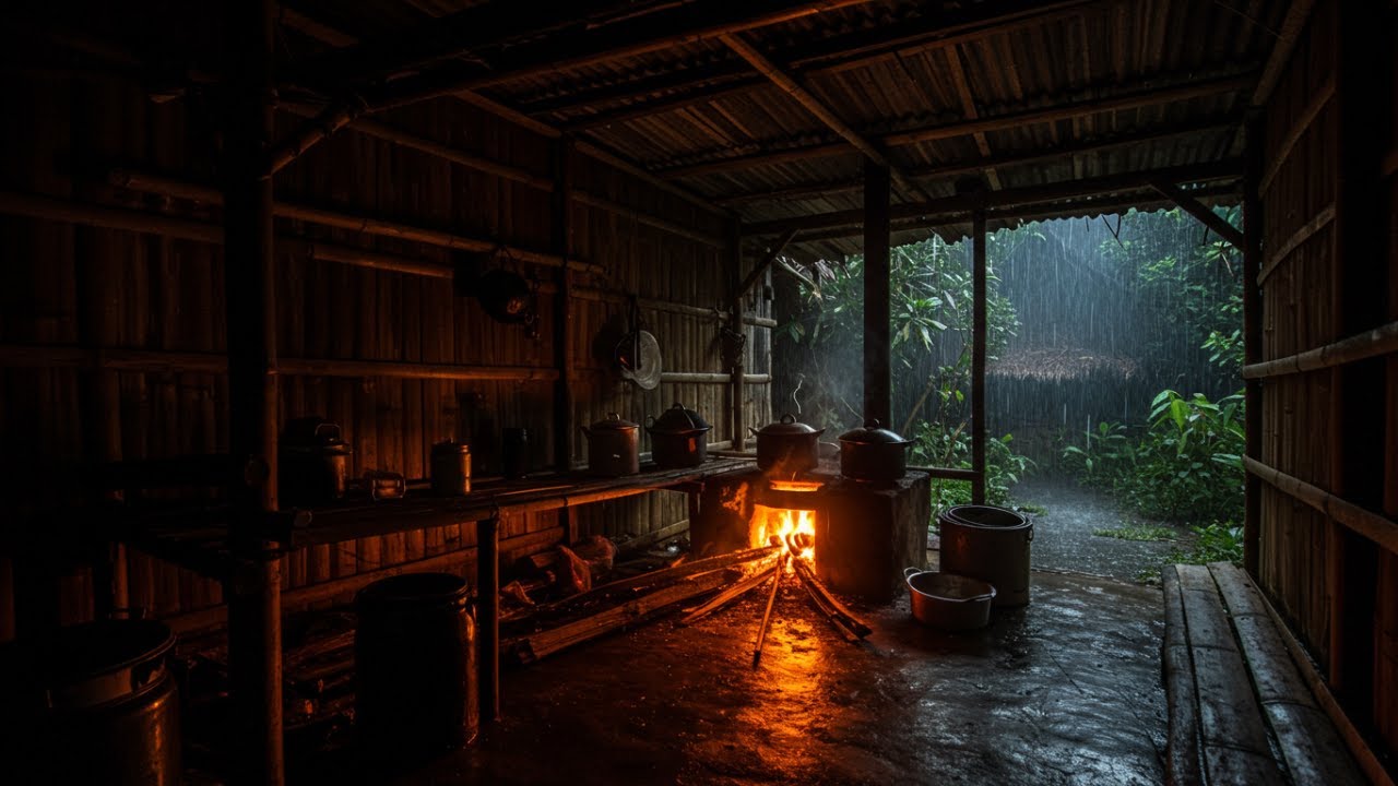 Cozy Kitchen Rain Ambience for Sleep | Rustic Rain Sounds - YouTube