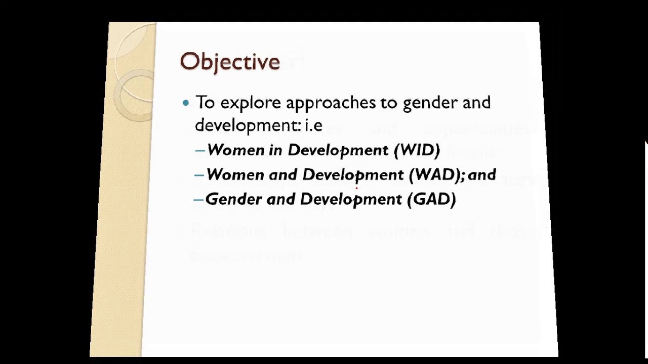 Session Topic: Gender Approaches From WID to GAD - YouTube