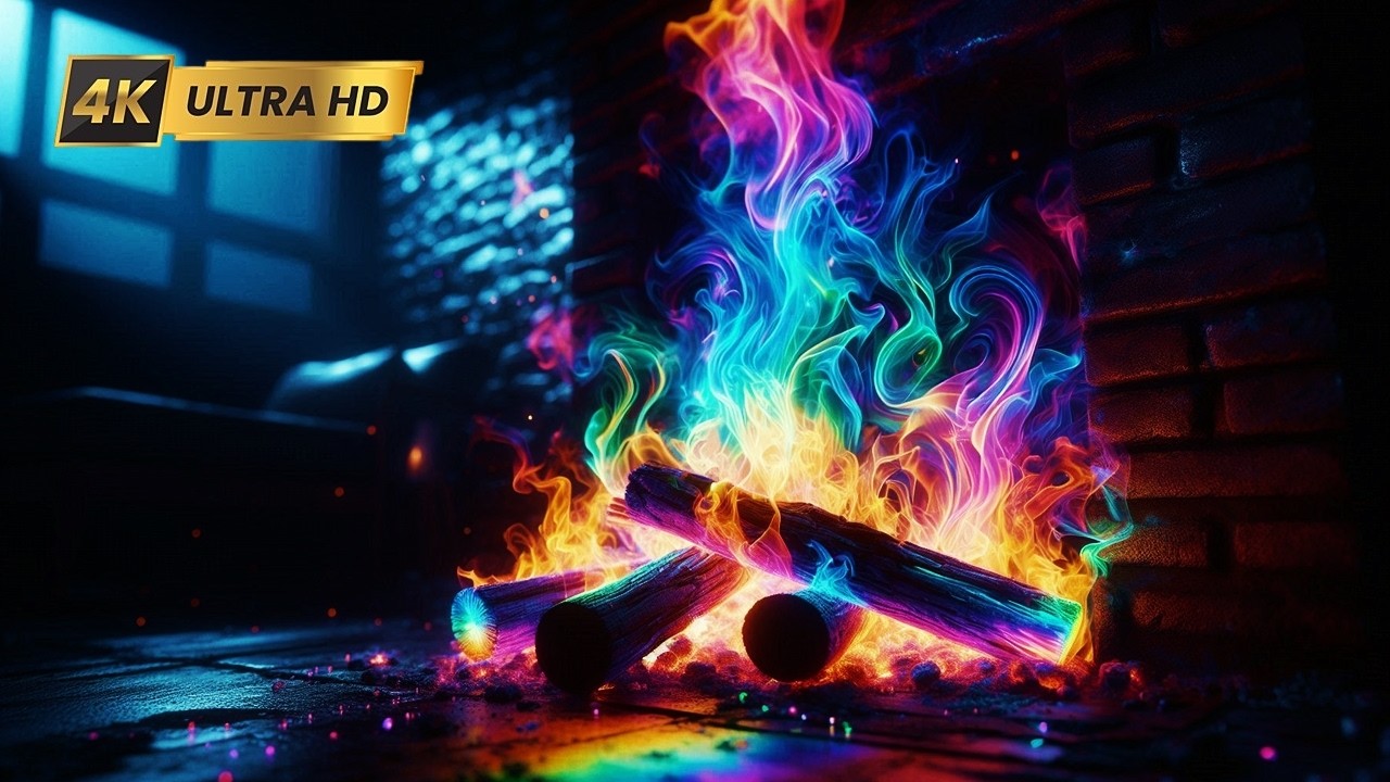 🔥 RAINBOW Fireplace 4K UHD! 12 Hours Fireplace with Crackling Fire ...