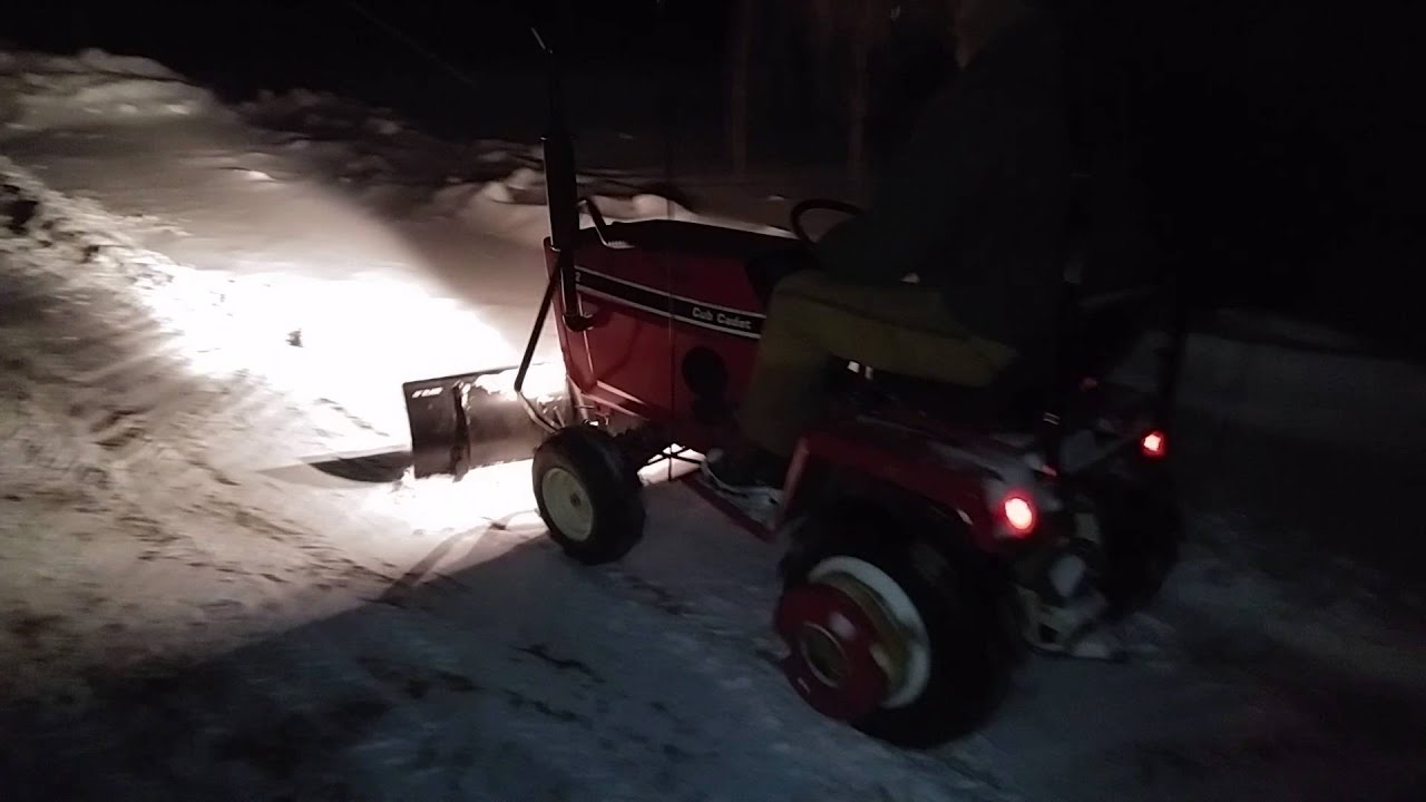 cub cadet 682 plowing at night - YouTube