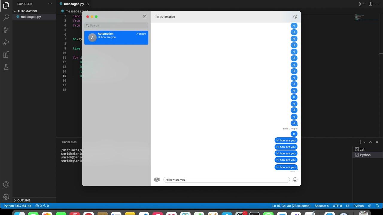 How to automate sending messages through iMessage on macOS using Python(Pynput). - YouTube