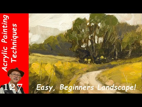 Easy Quick Landscape Painting FOR BEGINNERS in Acrylics in REAL TIME! # ...