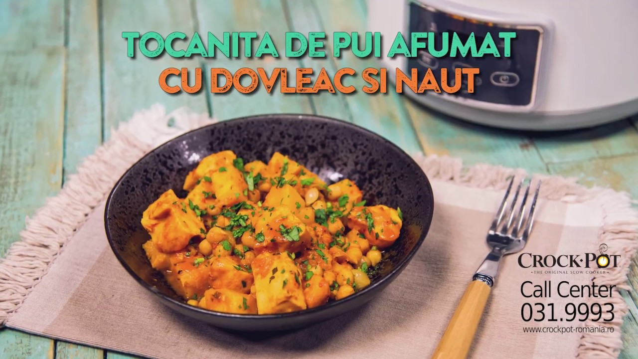 Tocanita de piept pui afumat, dovleac si naut - YouTube