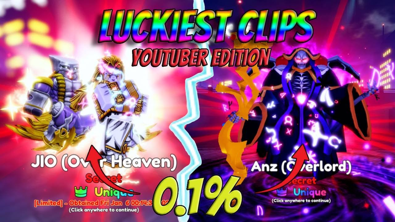 Luckiest Anime Adventures Youtuber Trait Rerolls!!! (A Unique Montage ...