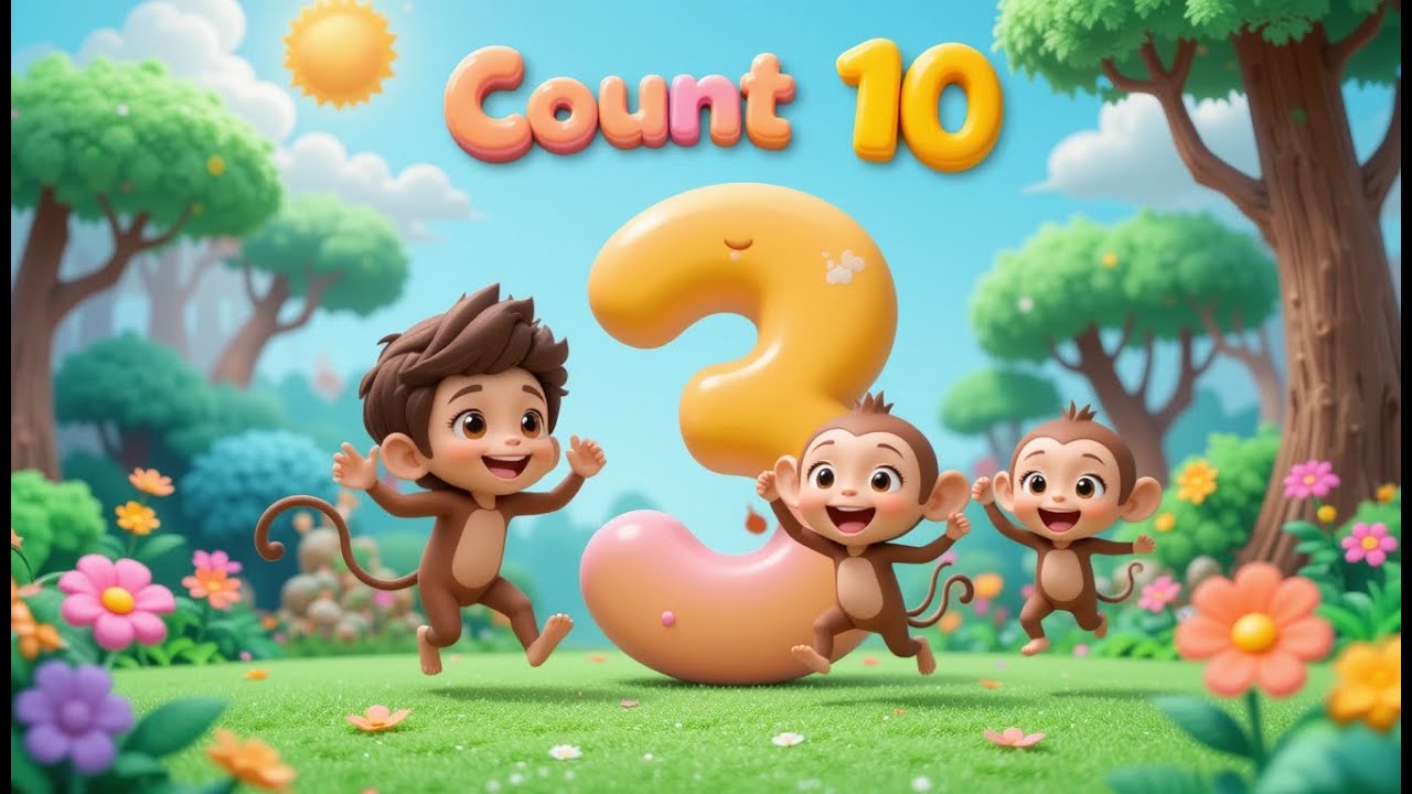 Monkey Counting Song | Learn Numbers 1 to 10 with Monkeys | Educational ...