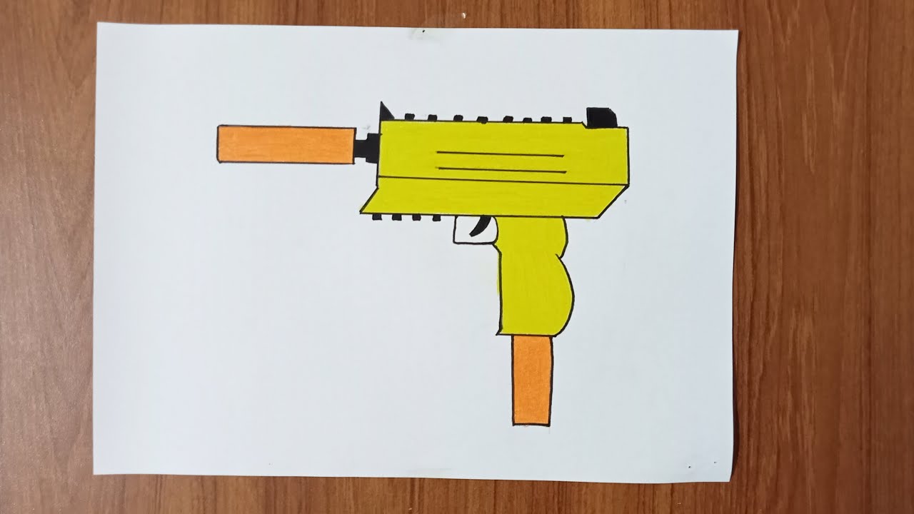 How to draw UZI gun drawing | easy drawing | step by step | - YouTube