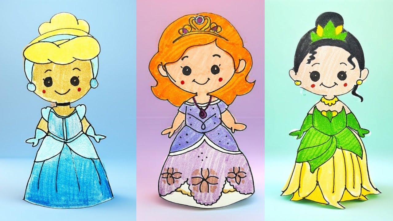 Part 2- 9 Cute Disney Princess Drawing |Disney Baby princess Easy ...