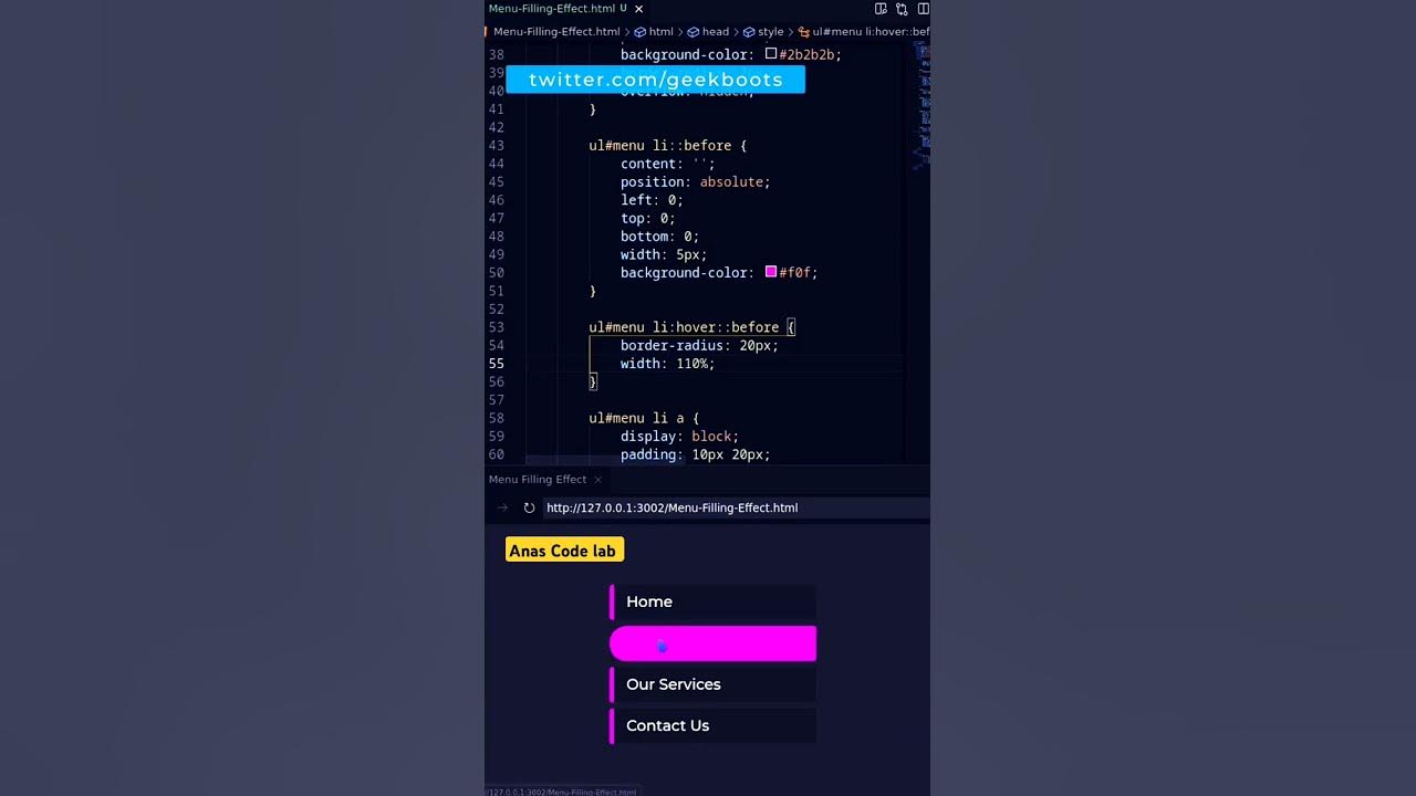Vertical Menu Filling Effect using HTML CSS only #css #coding #html #java #menu #vertical - YouTube