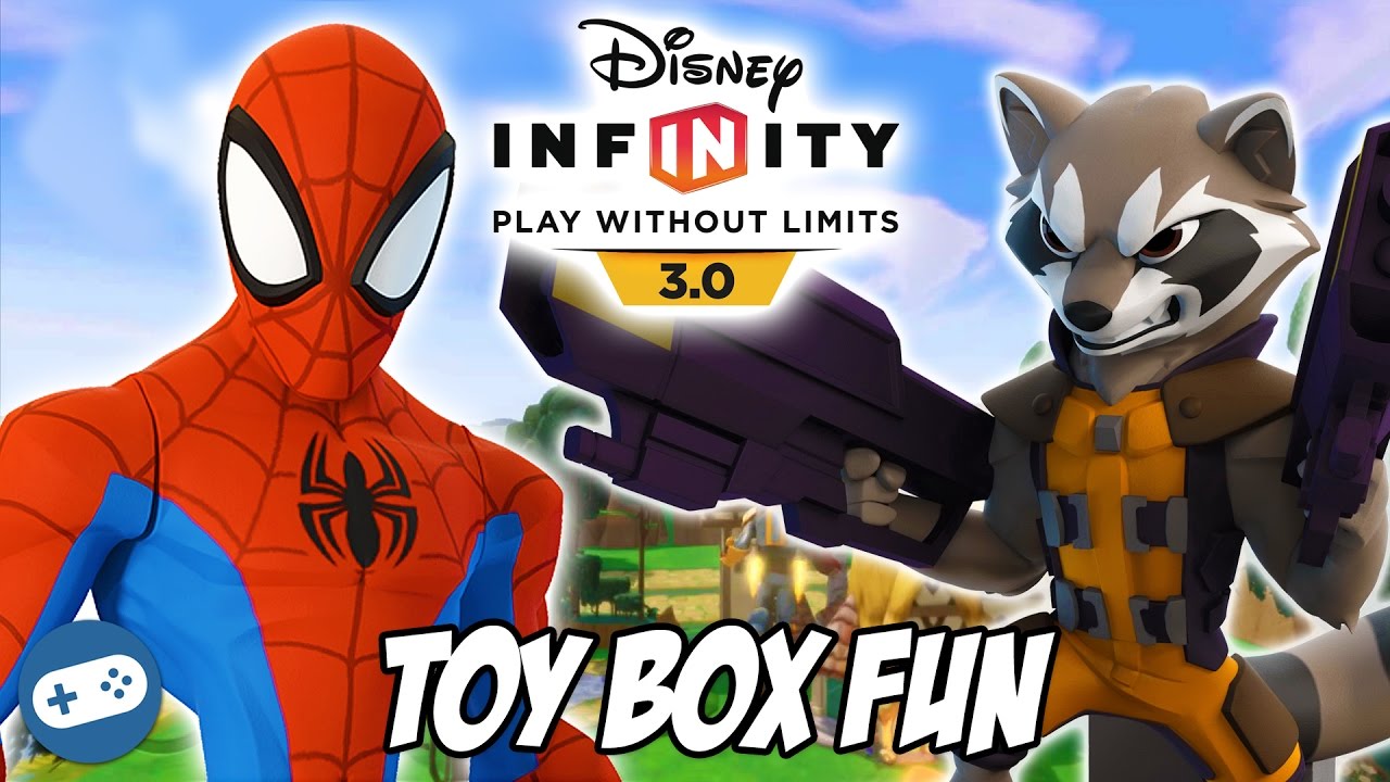 Spiderman and Rocket Raccoon Disney Infinity 3.0 Toy Box Fun Gameplay ...