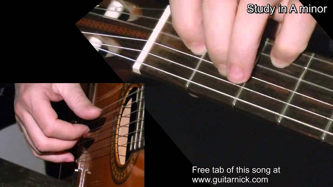 Study in A minor - classical guitar + TAB! Learn to play guitar lesson ...