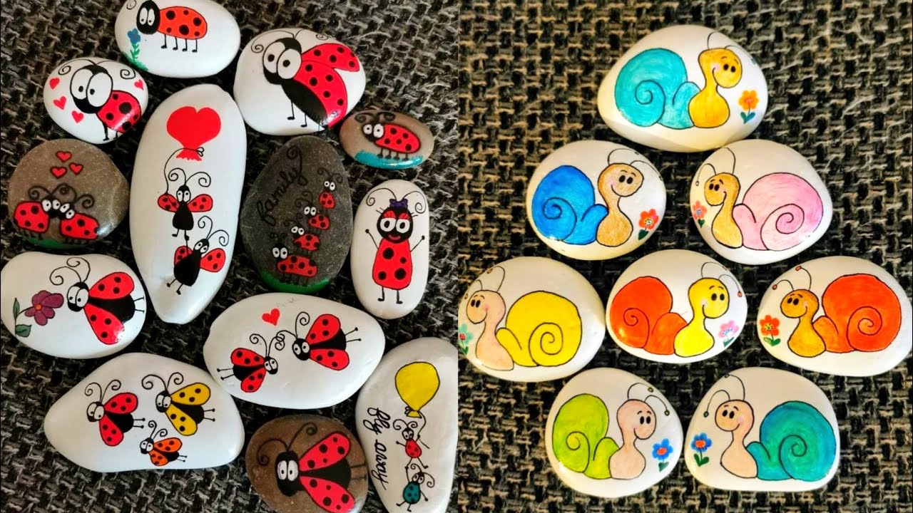 Most beautiful and attractive pebble stone painting ideas - YouTube