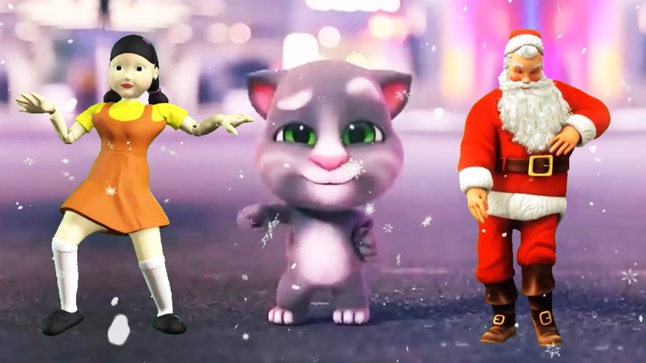 Talking Tom & Santa Claus & Squid Game Doll Dance 😍 Talking Tom Dancing ...