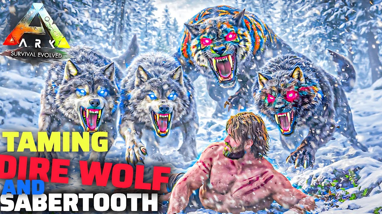 TAMING DIRE WOLF AND SABERTOOTH (LOST ISLAND) I ARK ASE I #11 - YouTube