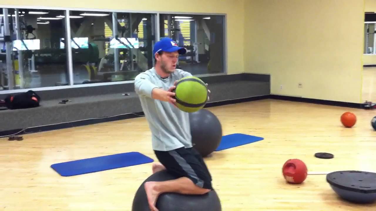 Yoga Ball Balance Rotations w/Med Ball - YouTube