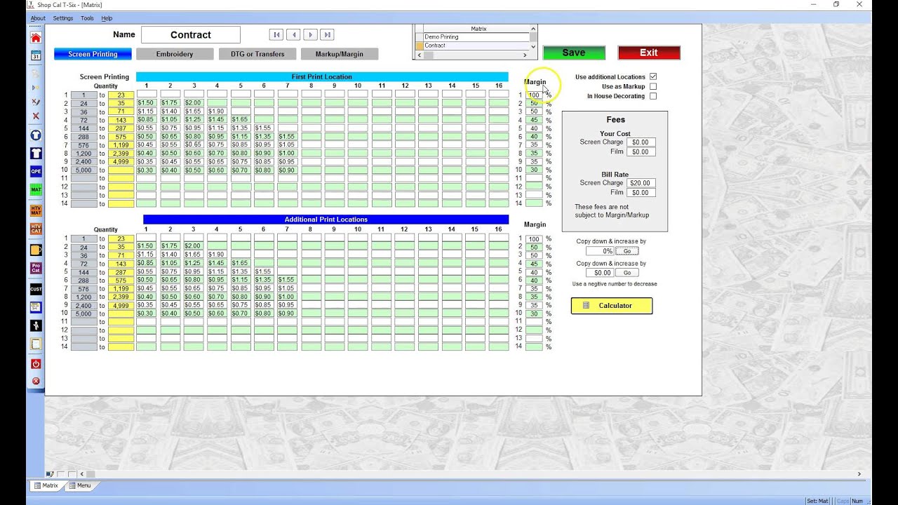 Pricing Part 2 The Screen Printing Matrix - YouTube