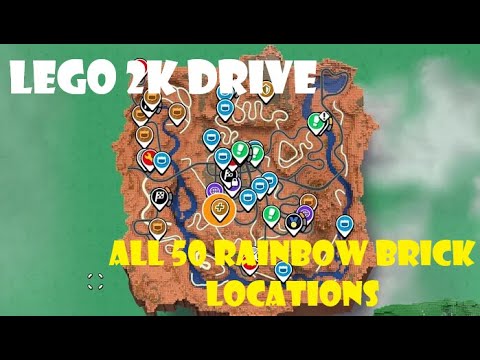 LEGO 2K Drive - ALL 50 Rainbow Brick Locations - Big Butte County Map ...