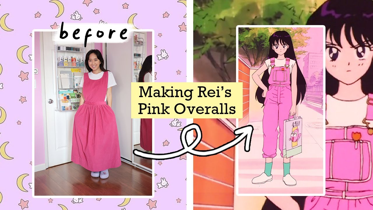 Transforming A Dress Into Rei's Pink Overalls from Sailor Moon! - YouTube
