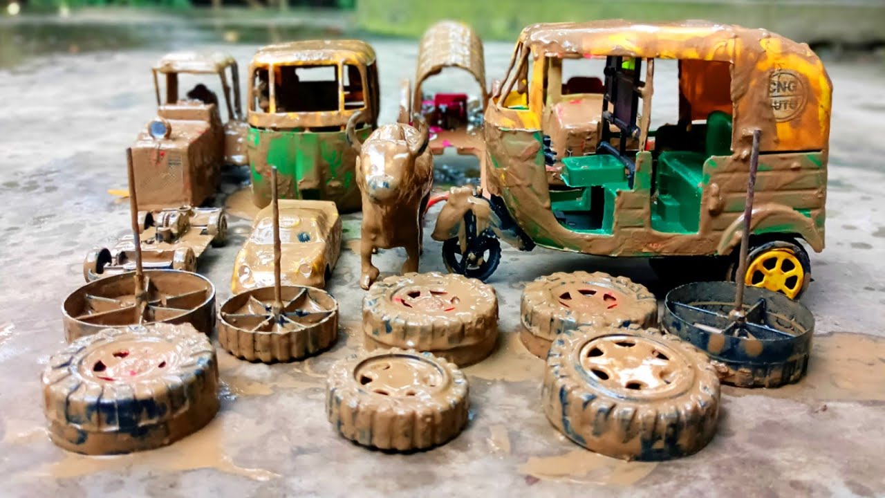 Cleaning Muddy Indian Toys CNG Auto Rickshaws | truck | Tractor ...