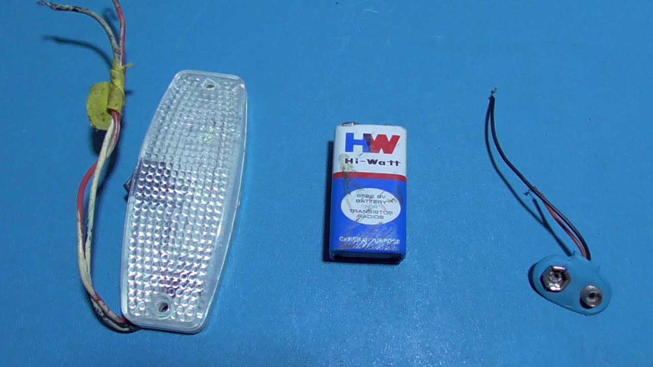 12v car light connect to dc 9 volt battery - YouTube
