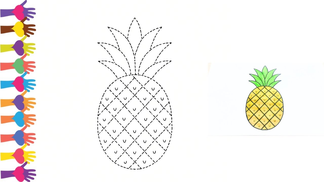 Trace and Color a Pineapple – Fun Fruit Activity for Kids - YouTube