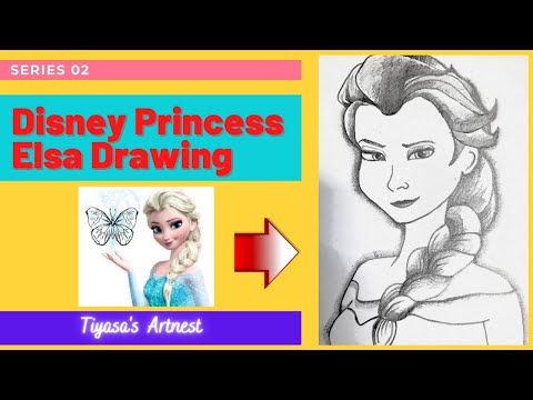 Disney Princess Drawing Step-by-Step/ Beautiful Princess Elsa Sketch for beginners/ Tiyasa's artnest