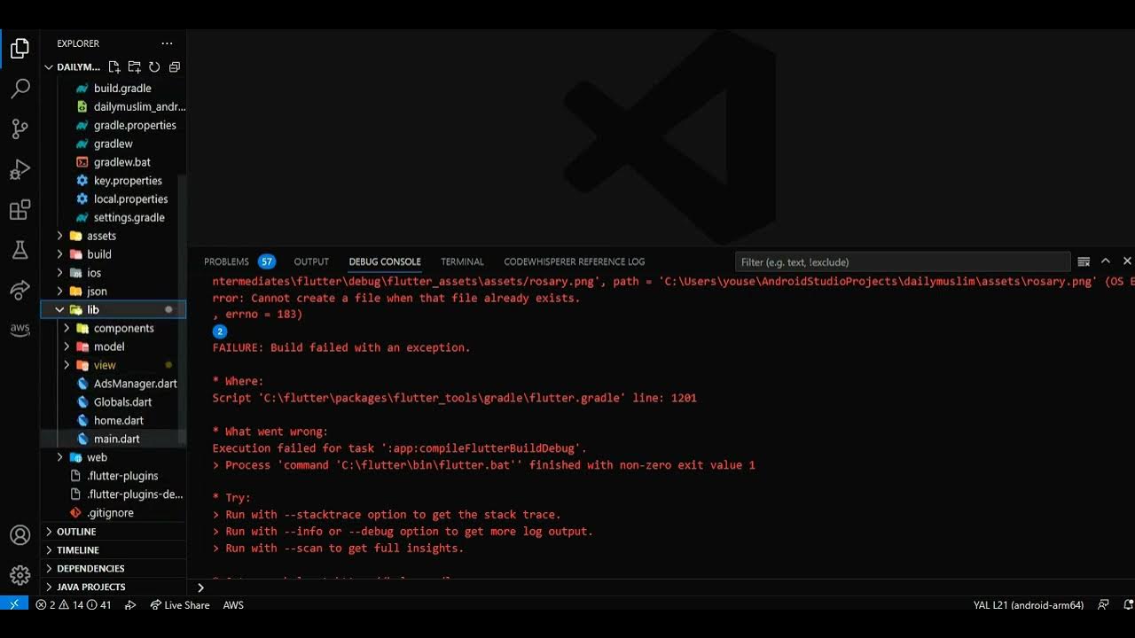 learn flutter and android . :app:compileFlutterBuildDebug' - YouTube