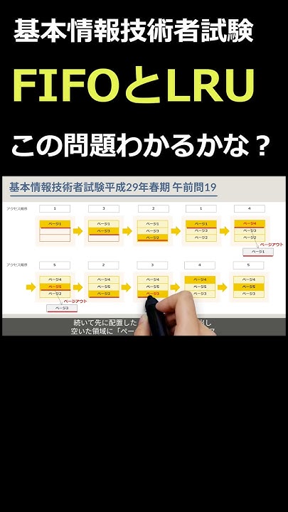 ページ置換えアルゴリズム（FIFO、LIFO、LRU、LFU）の問題 #基本情報技術者試験 - YouTube