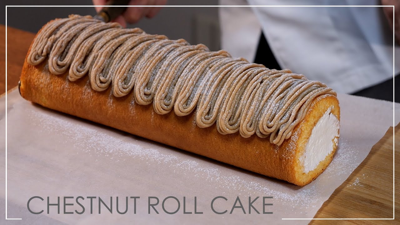 #96 Chestnut roll cake 栗のロールケーキ - YouTube