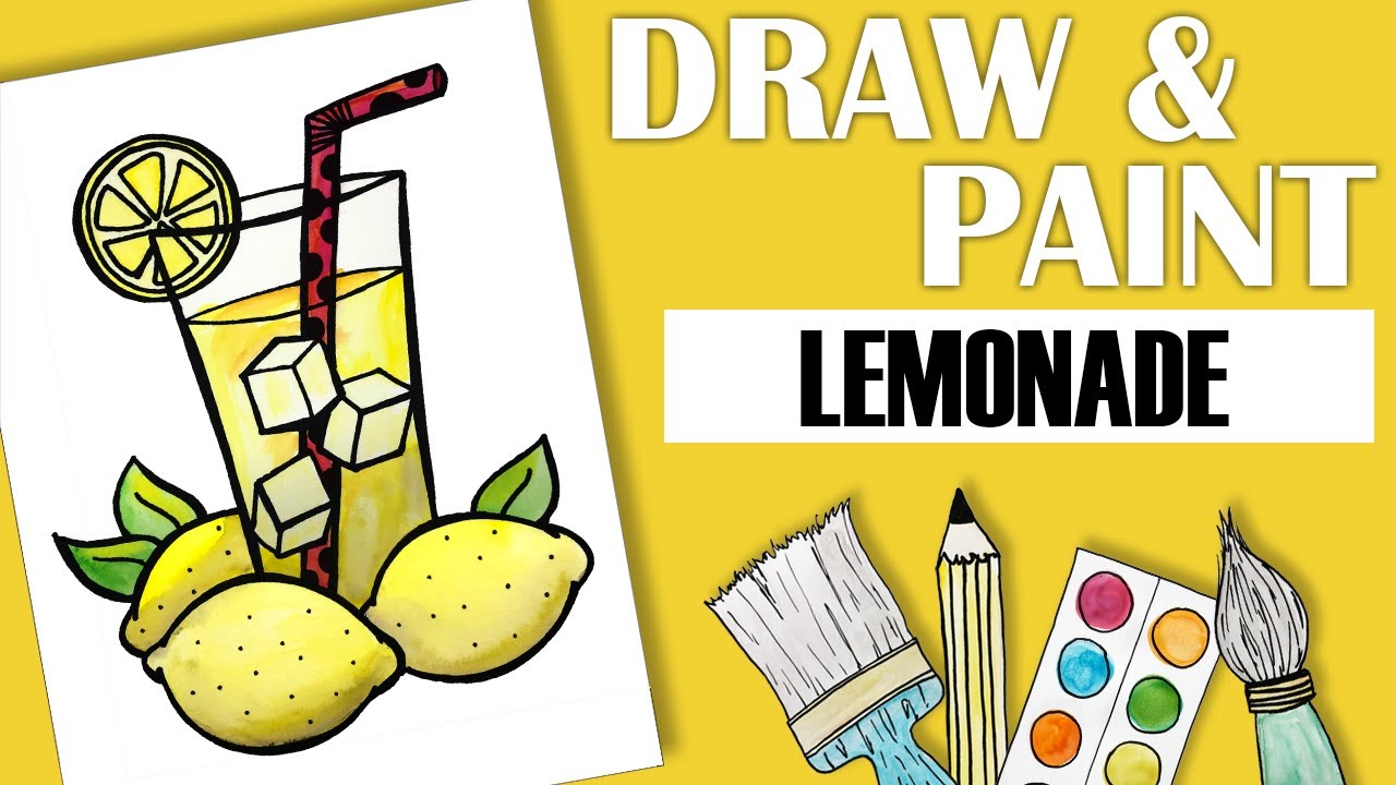 How to Draw and Paint Lemonade using Watercolors for Kids or Beginners ...